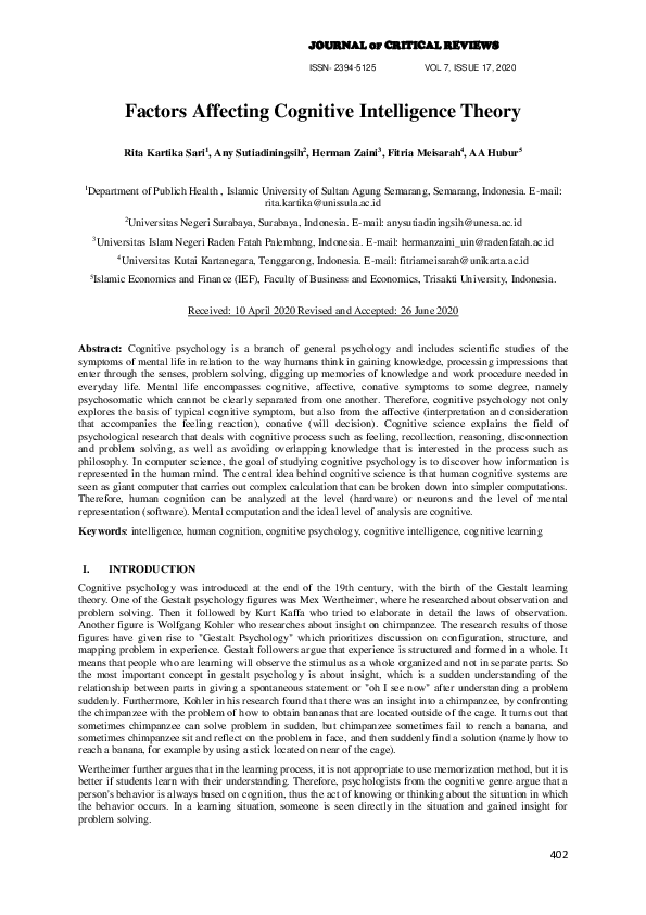 (PDF) Factors Affecting Cognitive Intelligence Theory