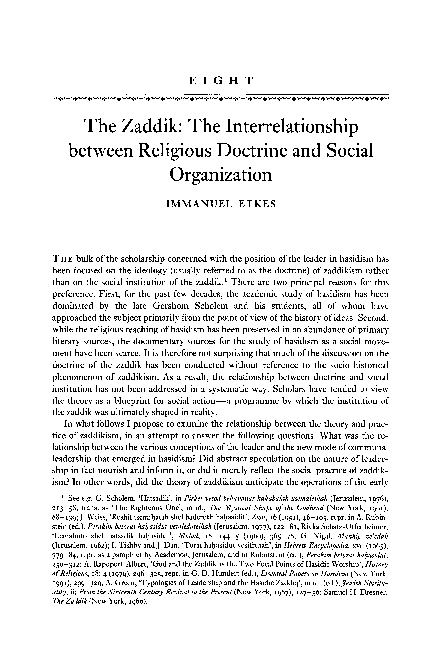 (PDF) Immanuel Etkes, “The Zaddik: The Interrelationship between ...