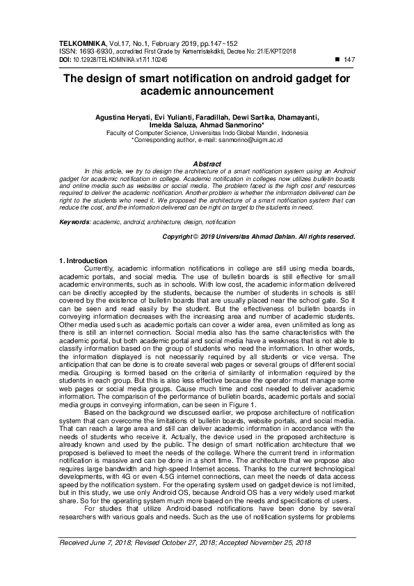 (PDF) The design of smart notification on android gadget for academic ...