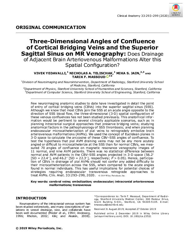 (PDF) Three-Dimensional Angles of Confluence of Cortical Bridging Veins ...