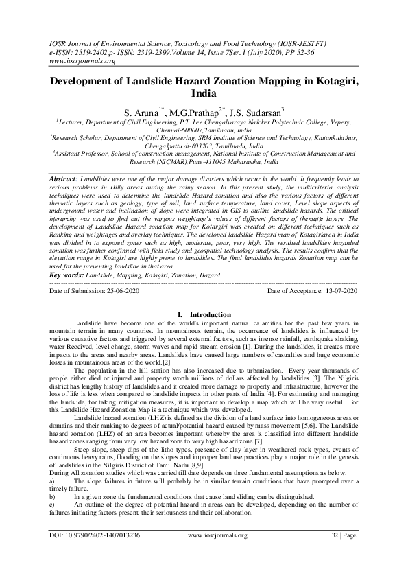 (PDF) Development of Landslide Hazard Zonation Mapping in Kotagiri, India