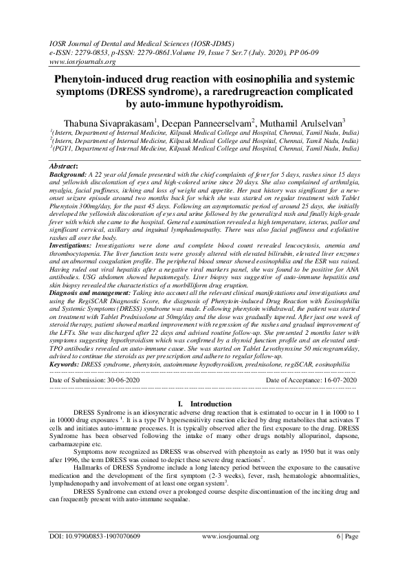 (PDF) Phenytoin-induced drug reaction with eosinophilia and systemic ...