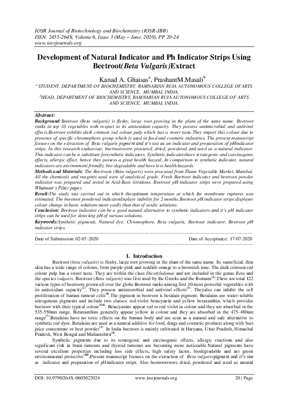 (PDF) Development of Natural Indicator and Ph Indicator Strips Using ...