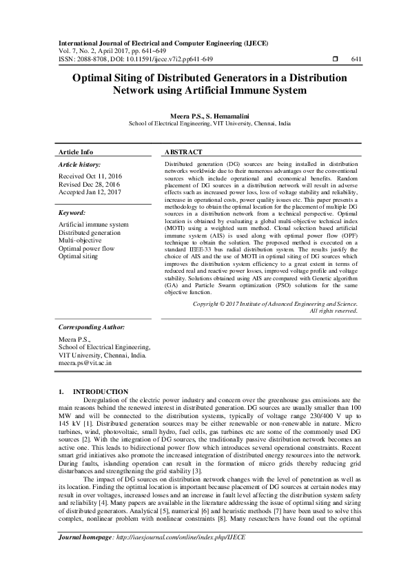 Pdf Optimal Siting Of Distributed Generators In A Distribution