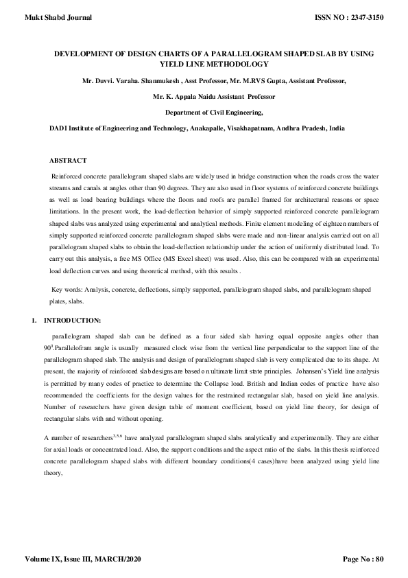 (PDF) DEVELOPMENT OF DESIGN CHARTS OF A PARALLELOGRAM SHAPED SLAB BY ...
