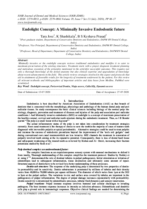 (PDF) Endolight Concept: A Minimally Invasive Endodontic future