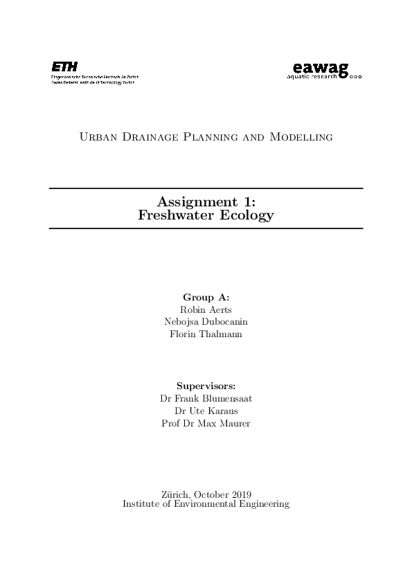 (PDF) Urban Drainage Planning and Modelling - Freshwater Ecology