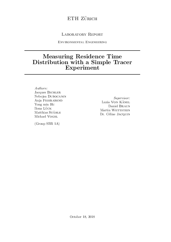 (PDF) Laboratory Report - Measuring Residence Time Distribution with a ...
