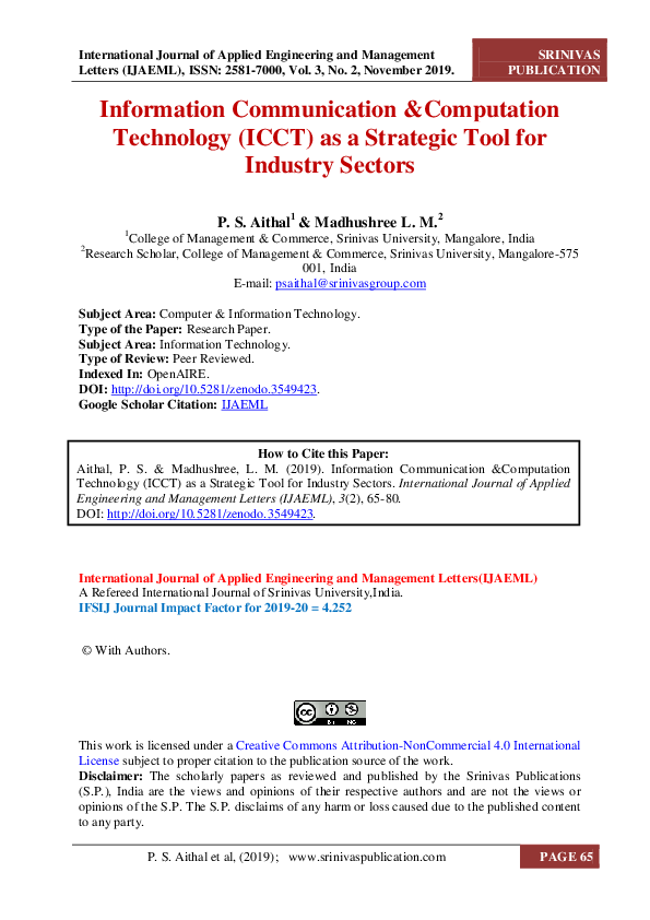 (PDF) Information Communication &Computation Technology (ICCT) as a ...