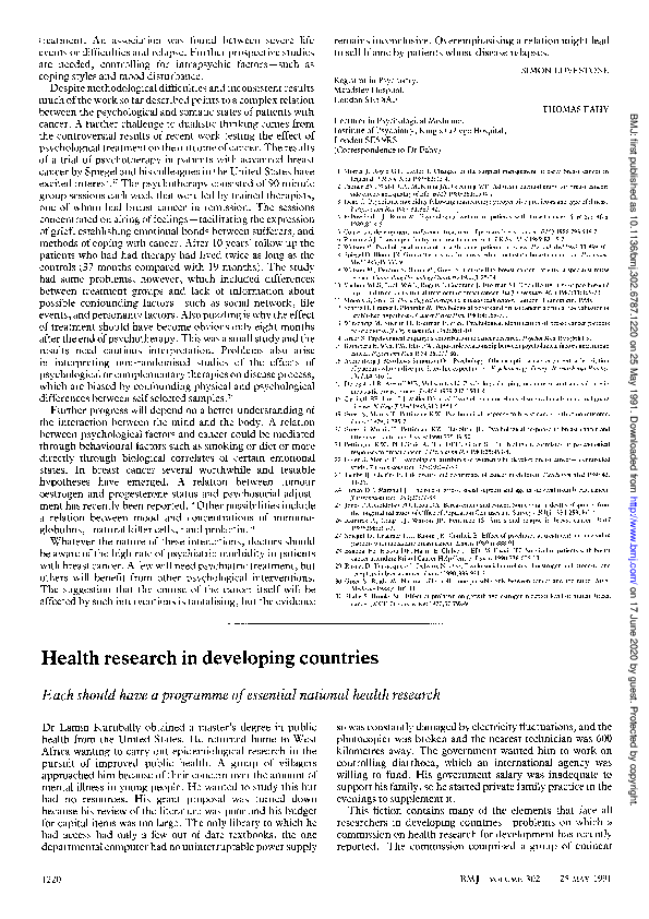 (PDF) Health research in developing countries