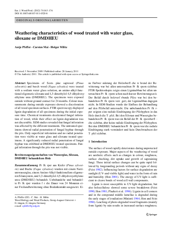 (PDF) Weathering characteristics of wood treated with water glass ...