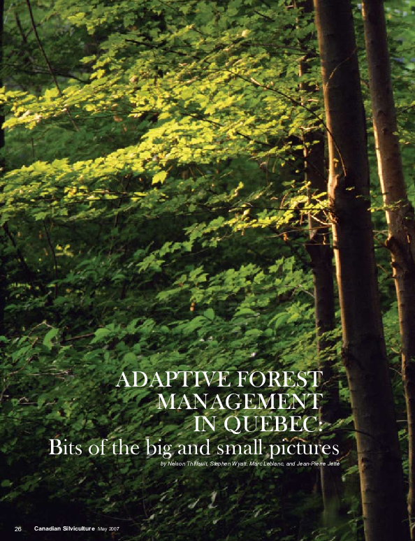 (PDF) Adaptive forest management in Quebec: bits of the big and small ...