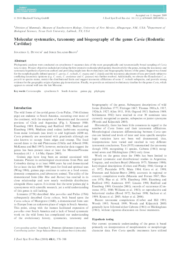 (PDF) Phylogeny, evolution and systematics within the family Caviidae ...