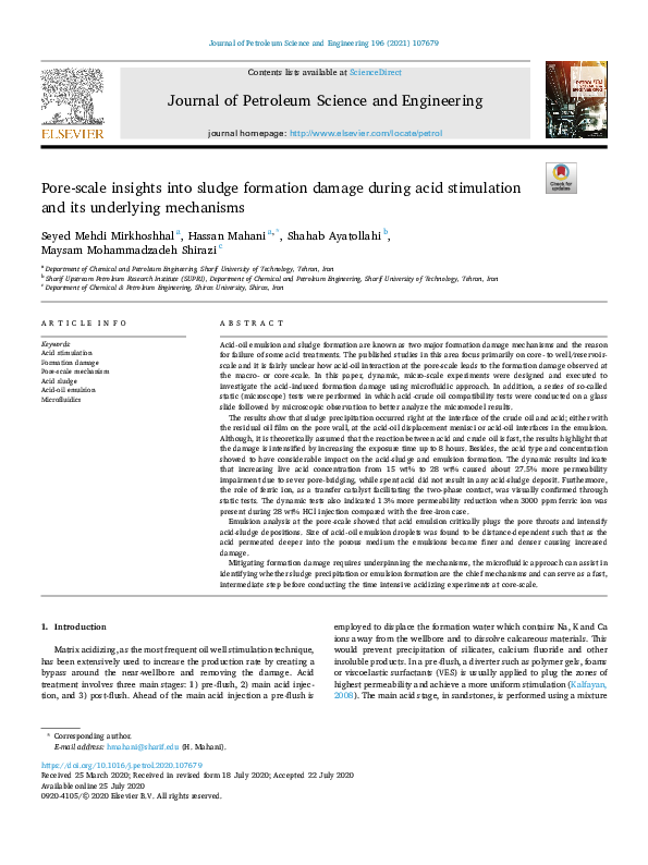 (PDF) Pore-scale insights into sludge formation damage during acid ...
