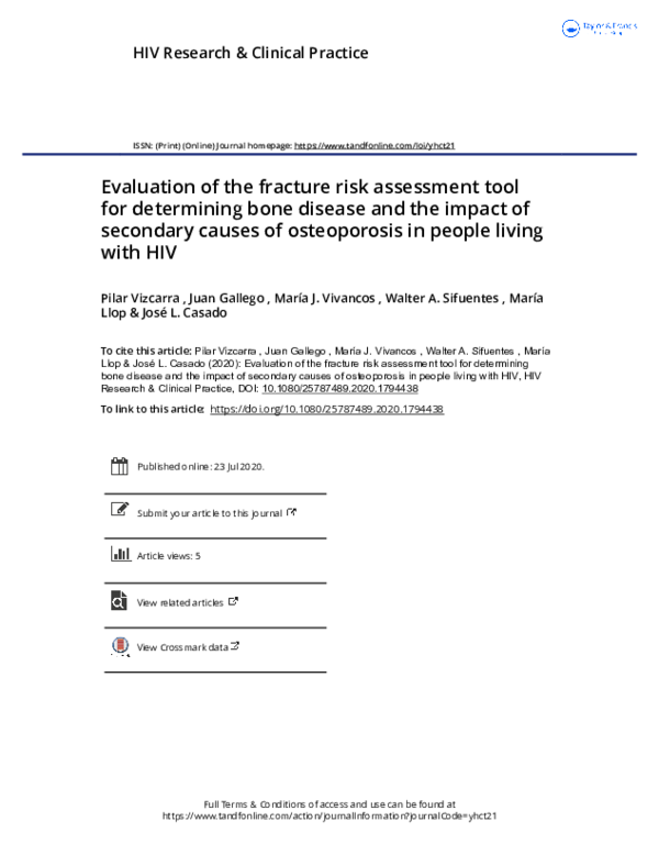 (PDF) Evaluation of the fracture risk assessment tool for determining ...