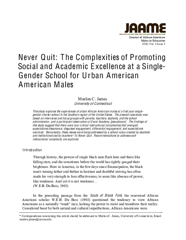 (PDF) Never Quit: The Complexities of Promoting Social and Academic ...
