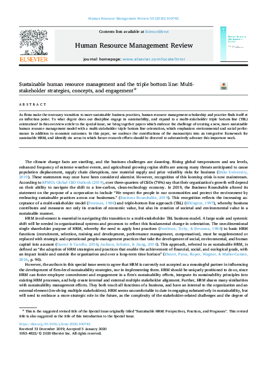 (PDF) Human Resource Management Review Sustainable human resource ...