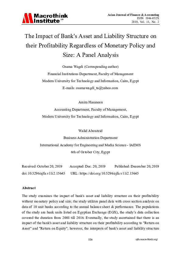 (PDF) The Impact of Bank's Asset and Liability Structure on their ...