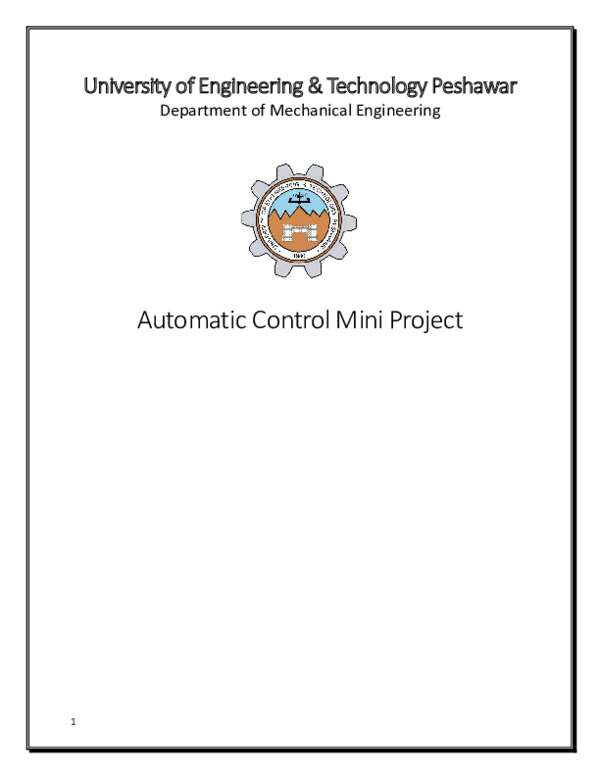 (PDF) Automatic Control Mini Project 2