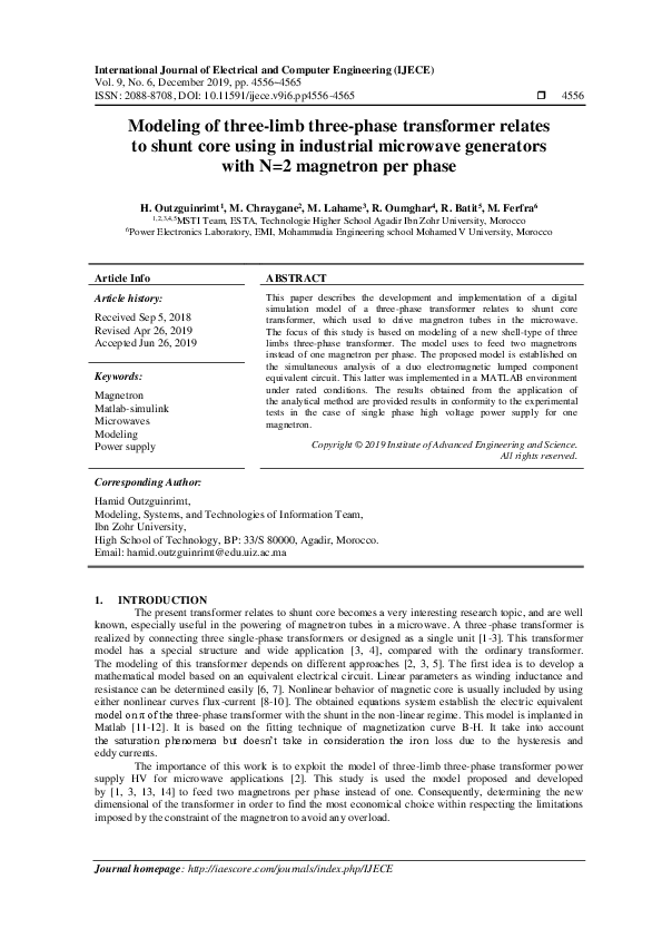 Pdf Modeling Of Three Limb Three Phase Transformer Relates To Shunt Core Using In Industrial
