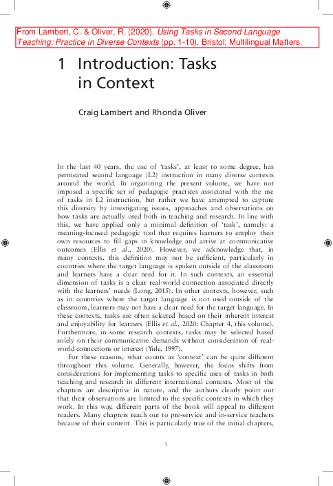 (PDF) (2020) Introduction: Tasks in Context