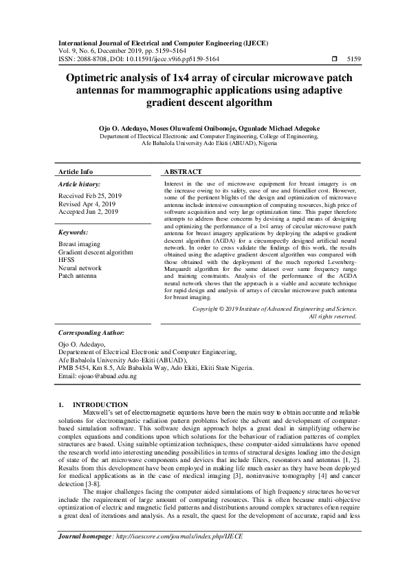 (PDF) Optimetric analysis of 1x4 array of circular microwave patch ...