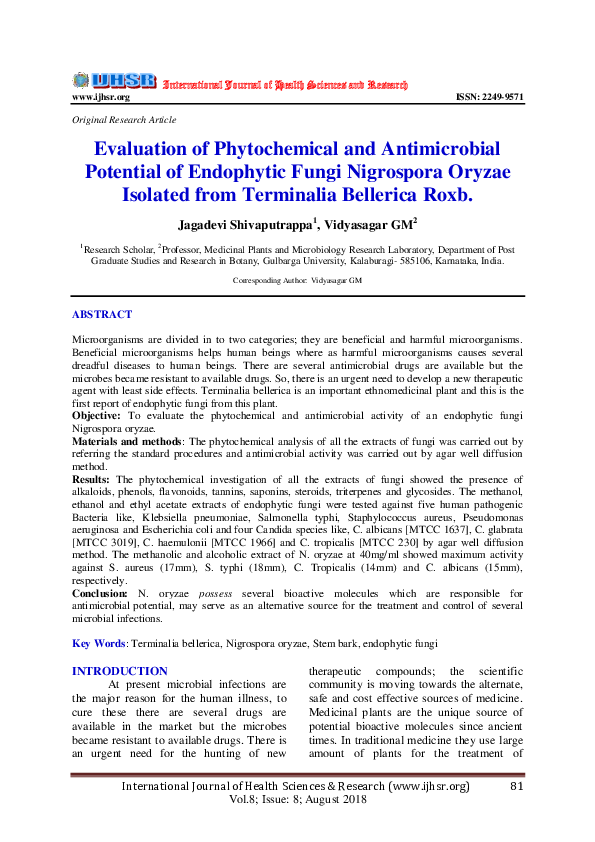 (PDF) Evaluation of Phytochemical and Antimicrobial Potential of ...