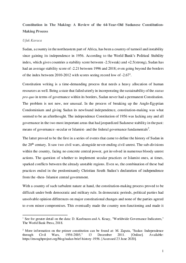 Constitution in The Making: A Review of the 64-Year-Old Sudanese ...