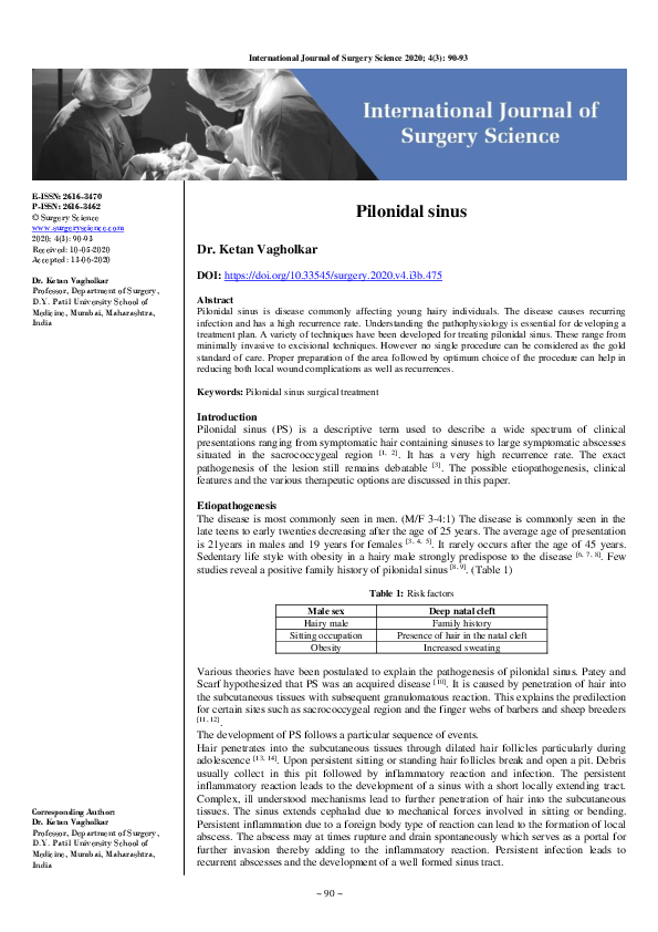 Pdf Pilonidal Sinus