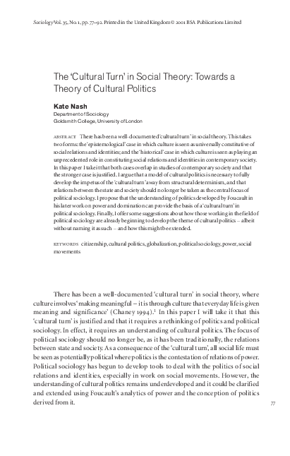 (PDF) The 'Cultural Turn'In Social Theory: Towards a Theory of Cultural ...
