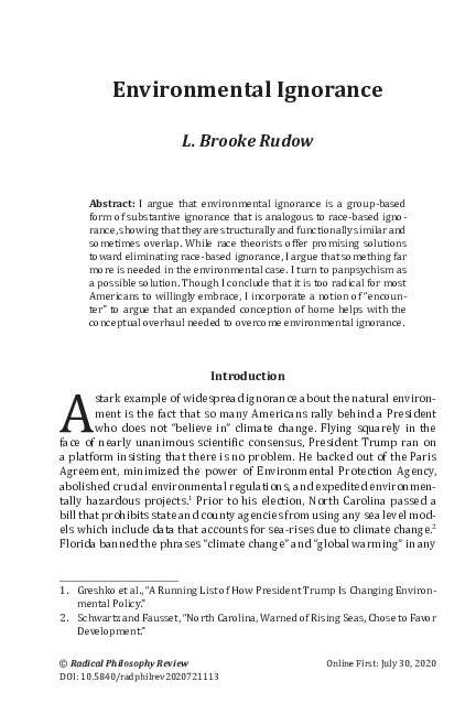 (PDF) Environmental Ignorance