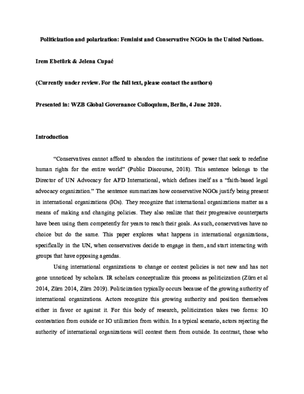 (PDF) Politicization and polarization: Feminist and Conservative NGOs ...
