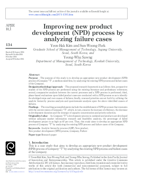 (PDF) Improving new product development (NPD) process by analyzing ...