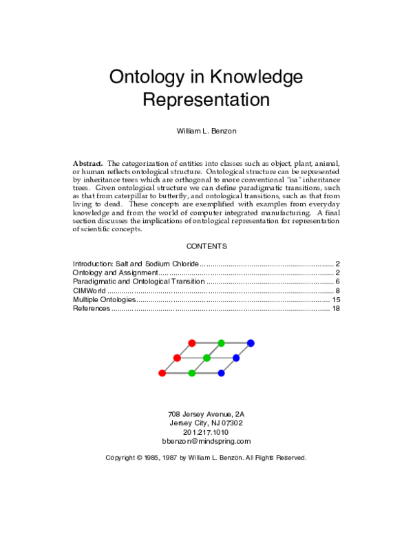 (PDF) Ontology in Knowledge Representation