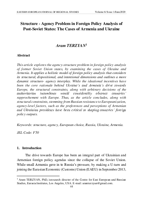 (PDF) Structure -Agency Problem in Foreign Policy Analysis of Post ...
