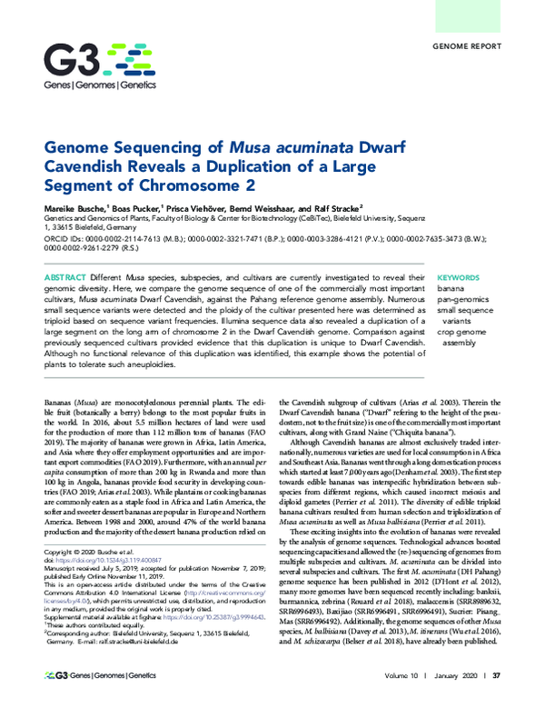 (PDF) Genome Sequencing of Musa acuminata Dwarf Cavendish Reveals a ...