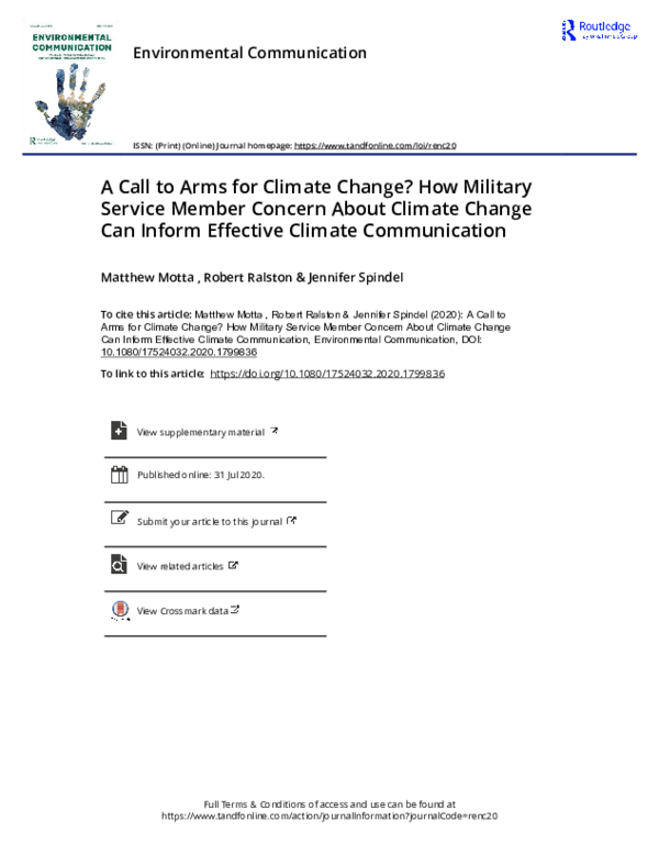 (PDF) A Call to Arms for Climate Change? How Military Service Member ...