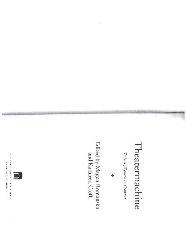 (PDF) HUMAN/OBJECT/THING: TADEUSZ KANTOR'S PUPPETS AND BIO-OBJECTS