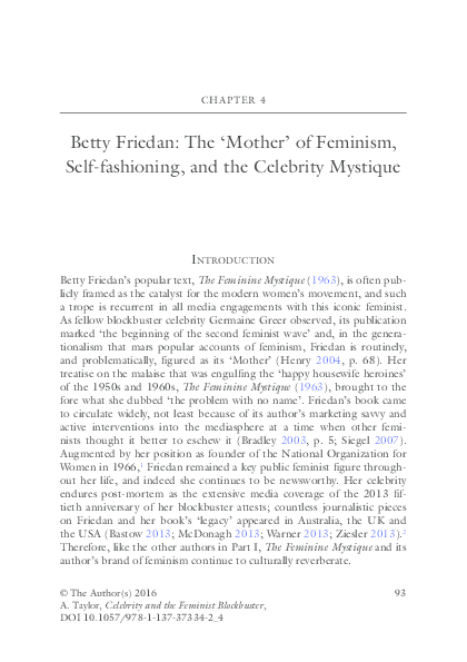 (PDF) Chapter 4 Betty Friedan: The 'Mother' of Feminism, Self ...