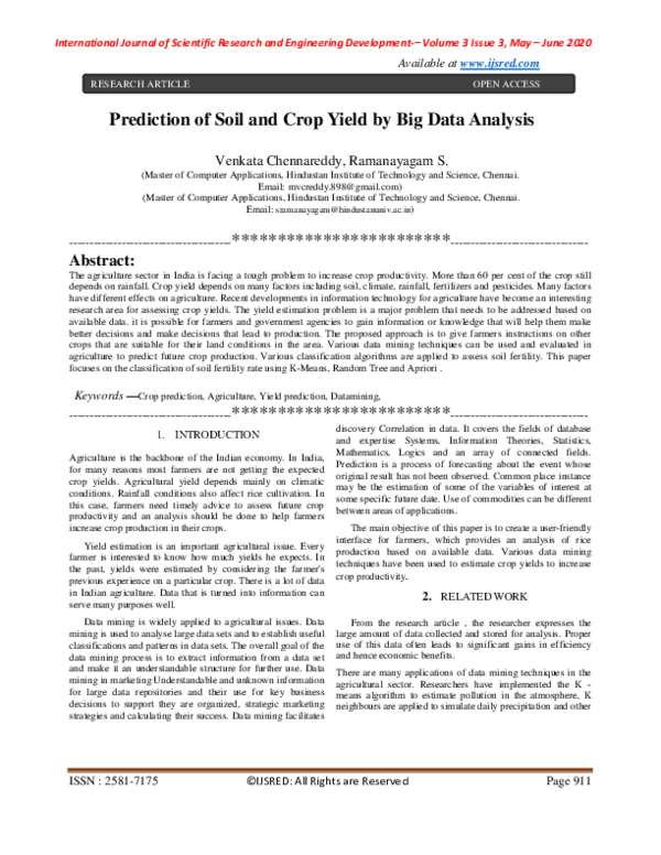 (PDF) Prediction of Soil and Crop by Big Data Analysis