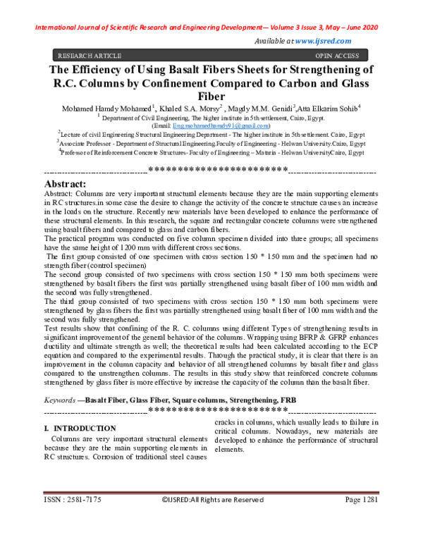(PDF) The Efficiency of Using Basalt Fibers Sheets for Strengthening of ...