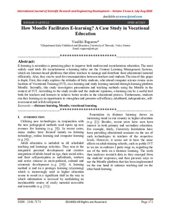 (PDF) How Moodle Facilitates E-learning? A Case Study in Vocational ...