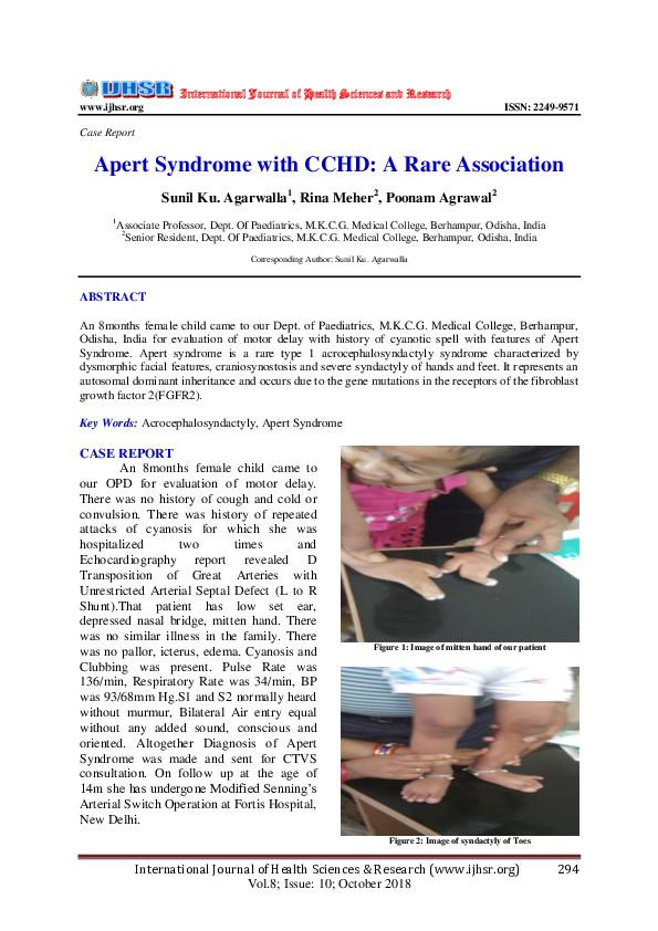 (PDF) Apert Syndrome with CCHD: A Rare Association
