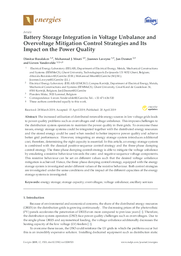 (PDF) Battery Storage Integration in Voltage Unbalance and Overvoltage Mitigation Control ...