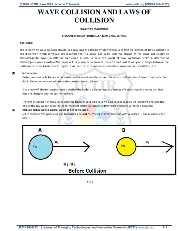(PDF) WAVE COLLISION AND LAWS OF COLLISION