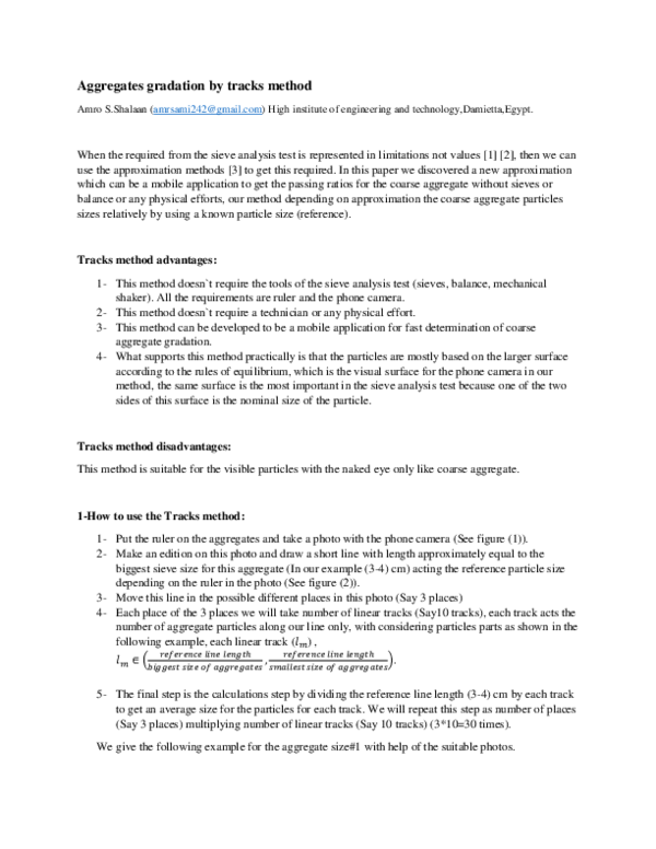 (PDF) Aggregates gradation by tracks method