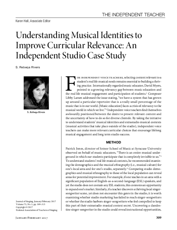 (PDF) THE INDEPENDENT TEACHER Understanding Musical Identities to ...