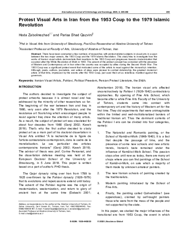 (PDF) Protest Visual Arts in Iran from the 1953 Coup to the 1979 ...