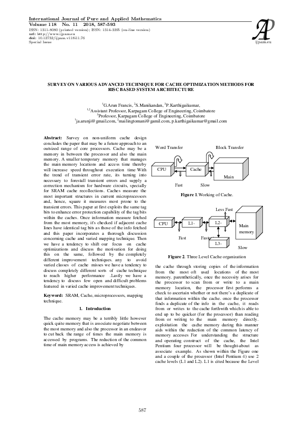 (PDF) SURVEY ON VARIOUS ADVANCED TECHNIQUE FOR CACHE OPTIMIZATION METHODS FOR RISC BASED SYSTEM ...