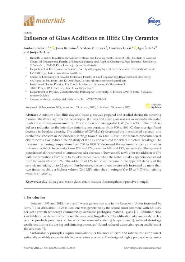 (PDF) Influence of Glass Additions on Illitic Clay Ceramics